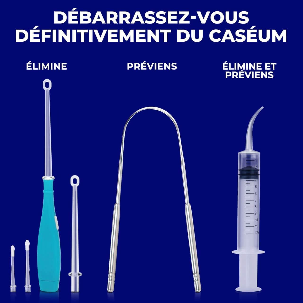 Kit Extraction Caséum - Éliminez boules blanches au fond de votre gorge