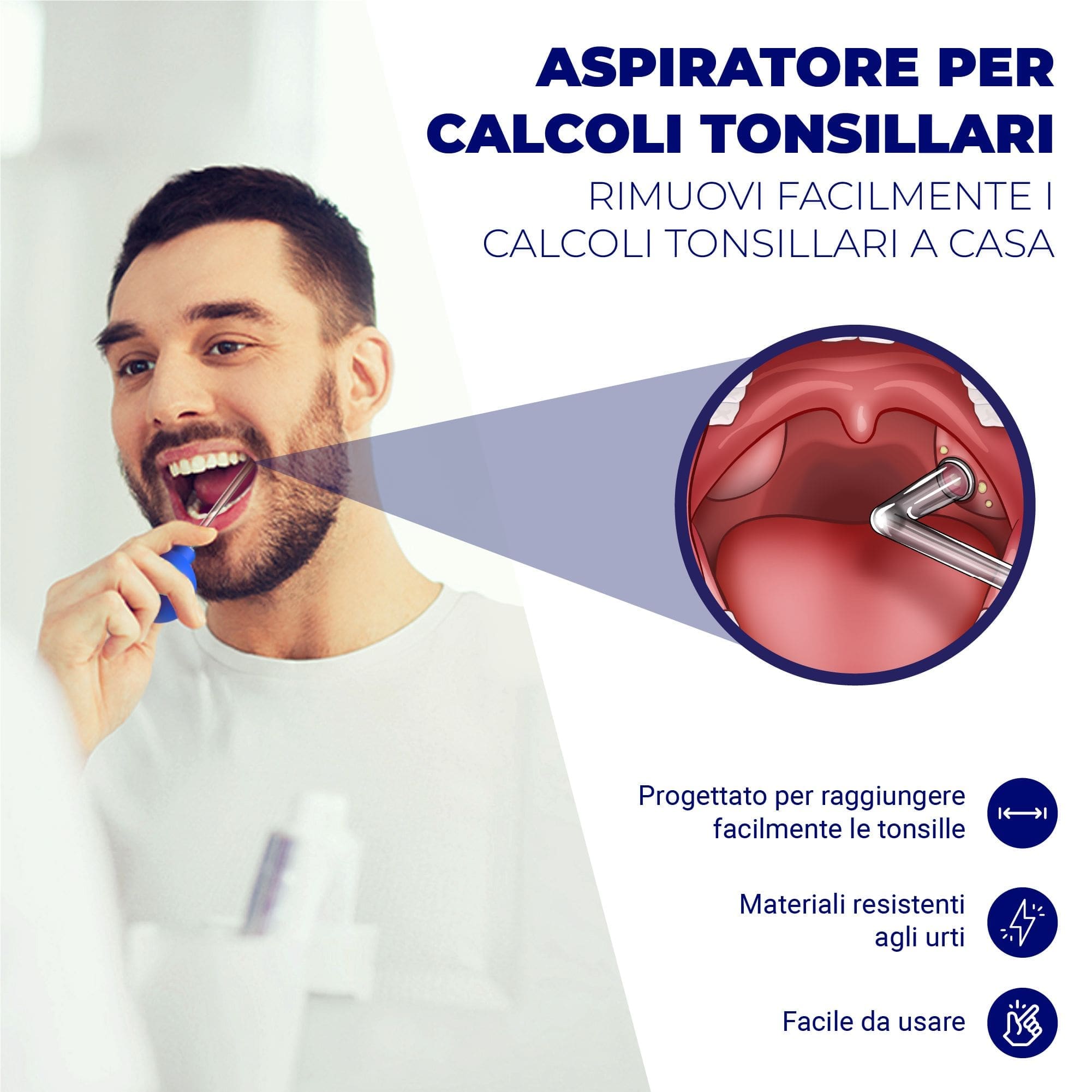 Strumento per rimuovere i calcoli tonsillari | Oravix
